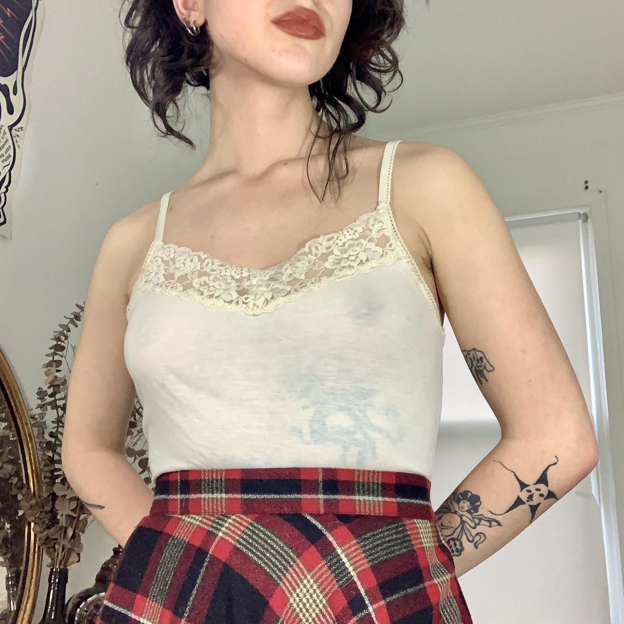 elle brand “must have cami” . cream cami with lace... | Depop