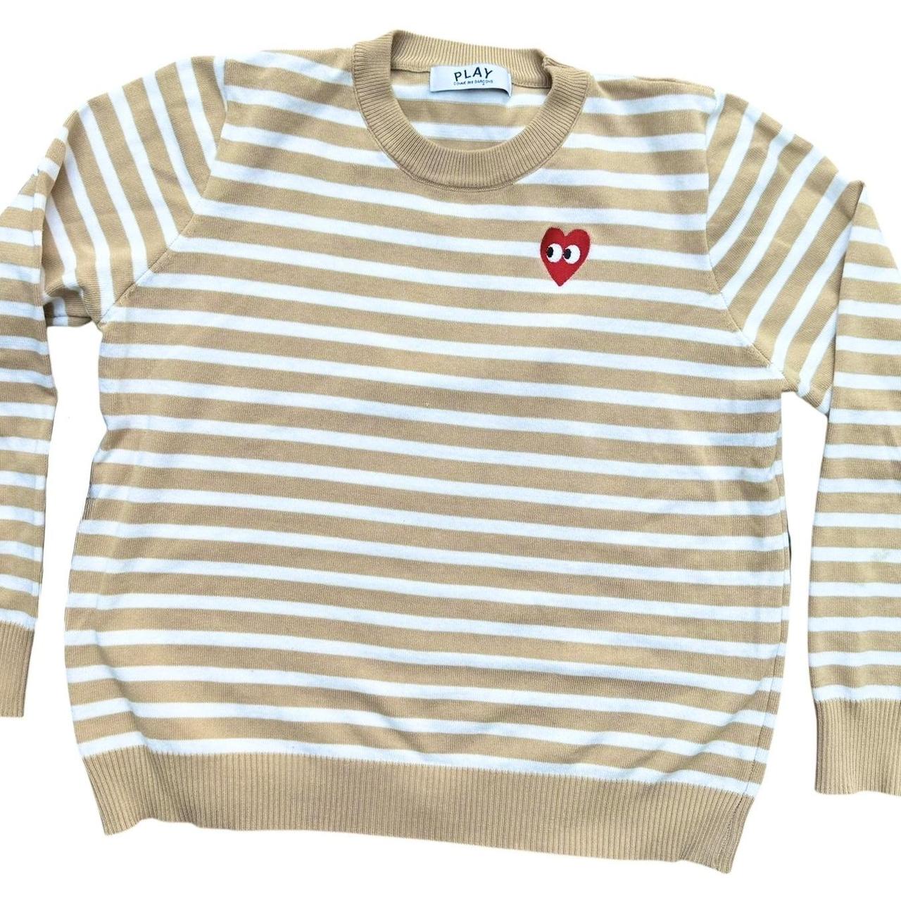 RARE CDG PLAY Heart Stripe Knit Jumper Authentic... | Depop