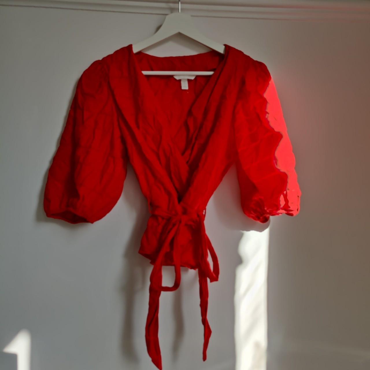 RED PUFF SLEEVE TOP | SIZE 6 cute puff sleeve top... - Depop