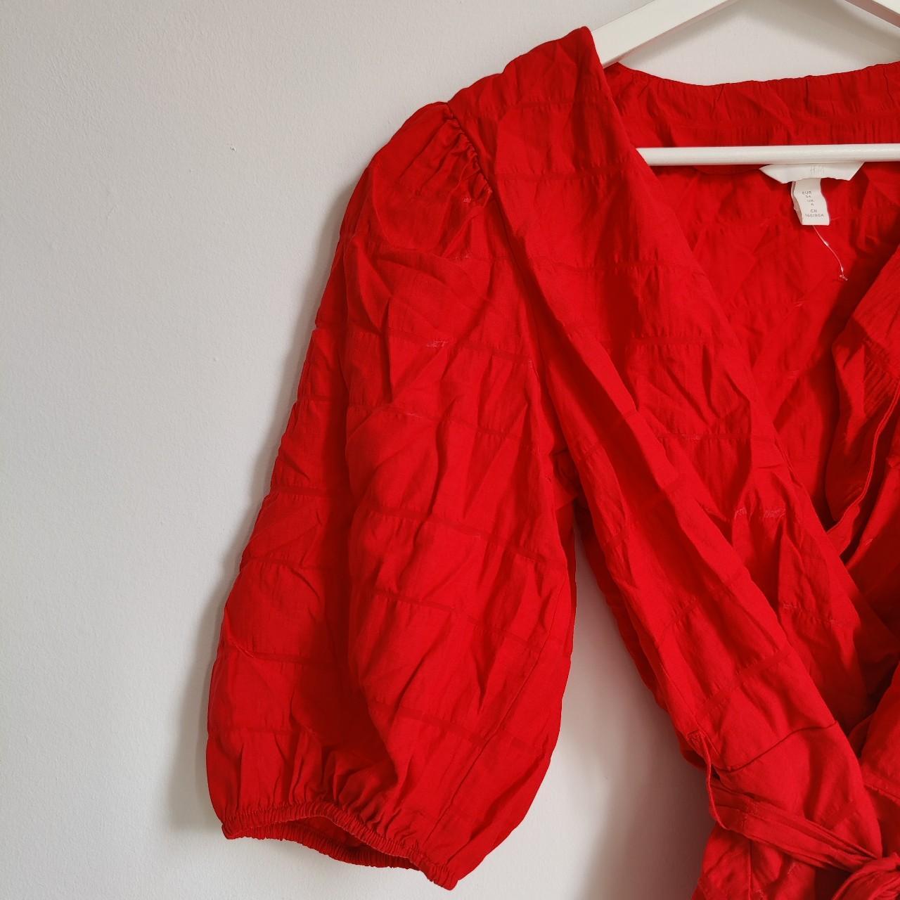 RED PUFF SLEEVE TOP | SIZE 6 cute puff sleeve top... - Depop