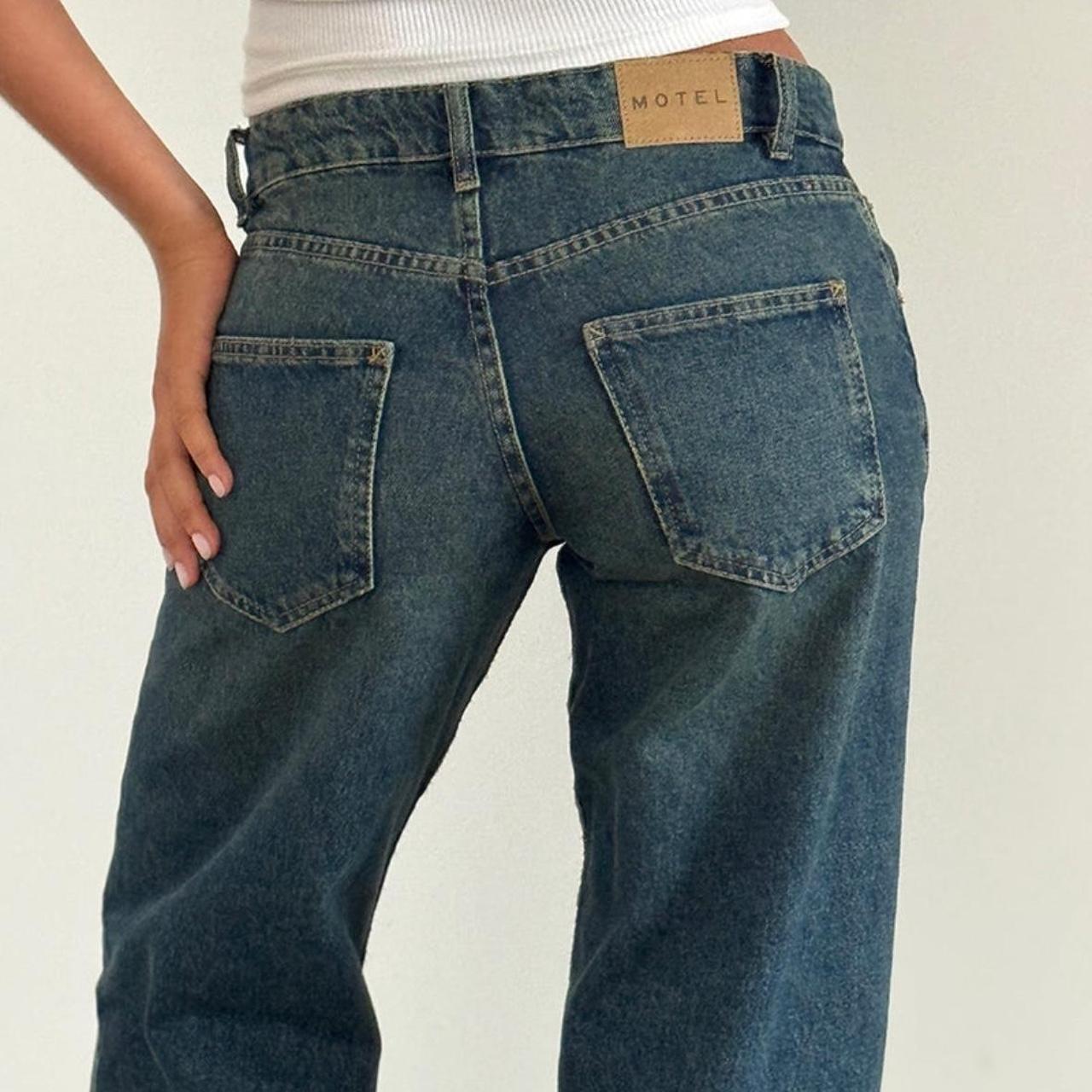 Motel low rise parallel jeans in bright blue Never... - Depop