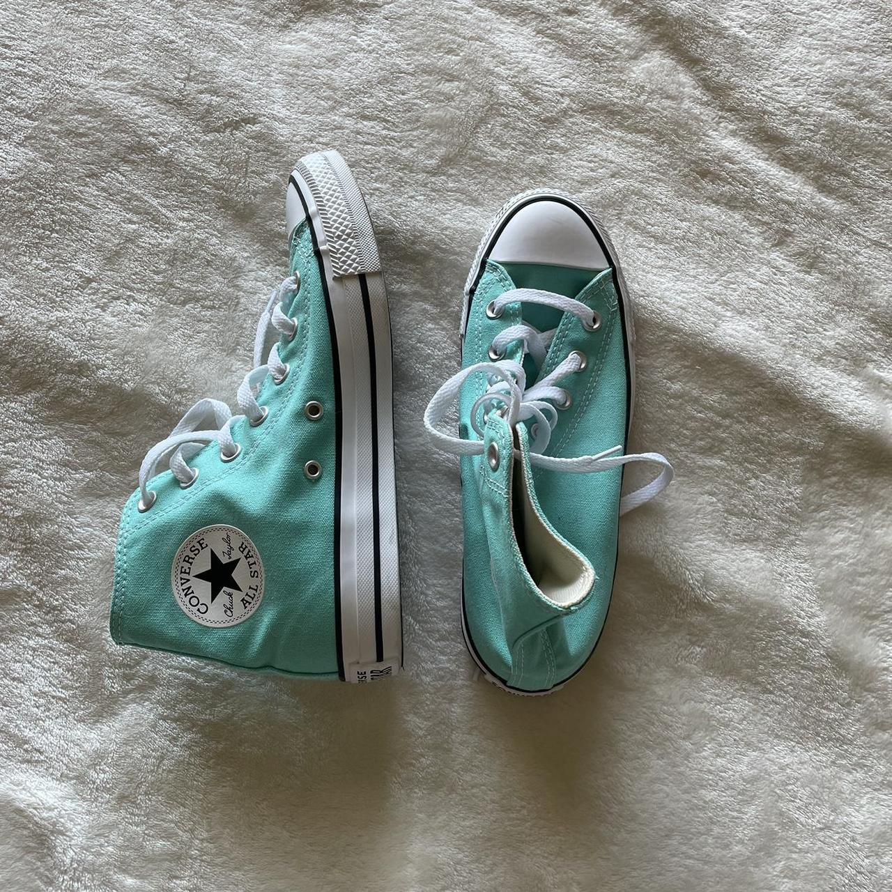 teal / turquoise converse only worn a few times, no... - Depop