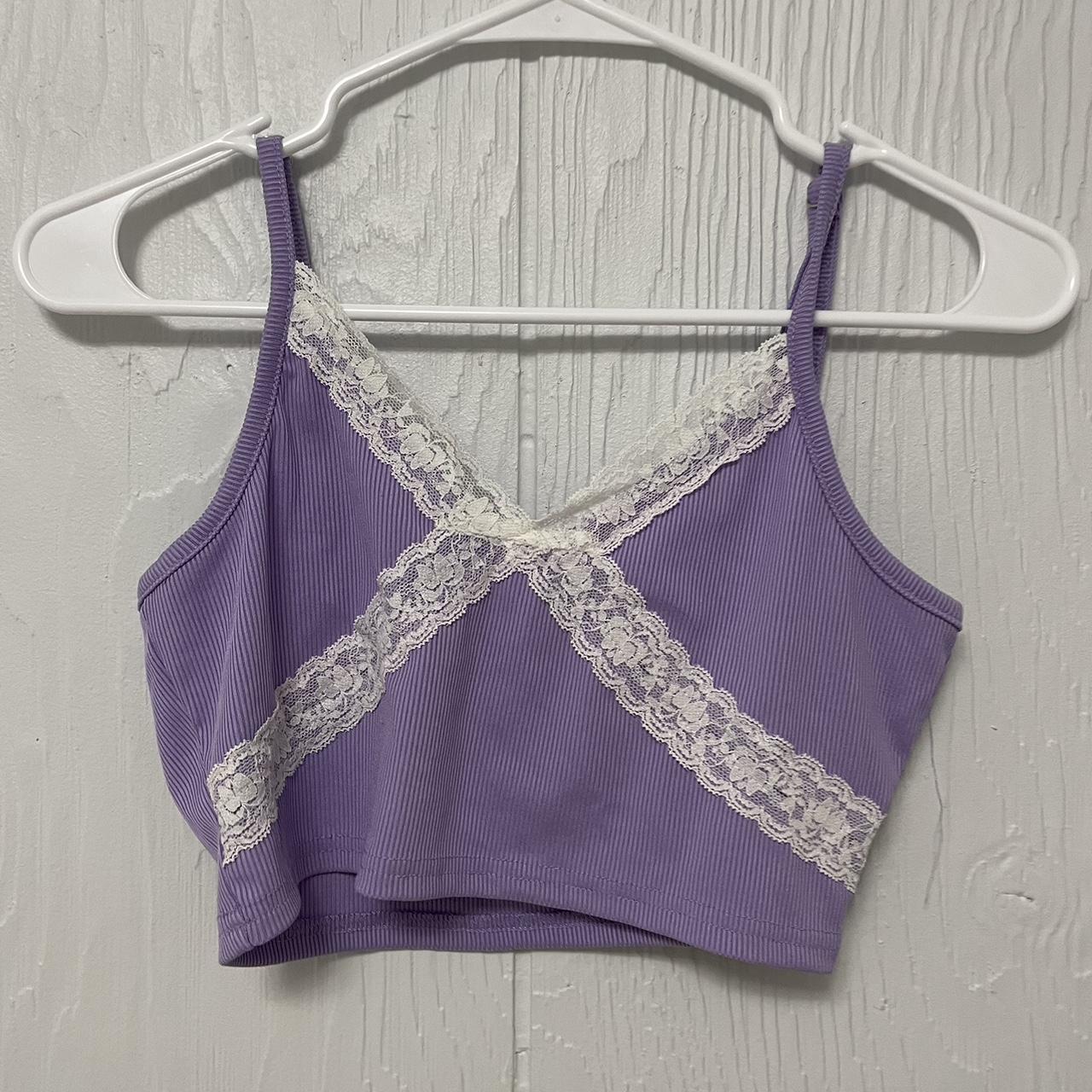 Purple Lace Crop Tank - Depop