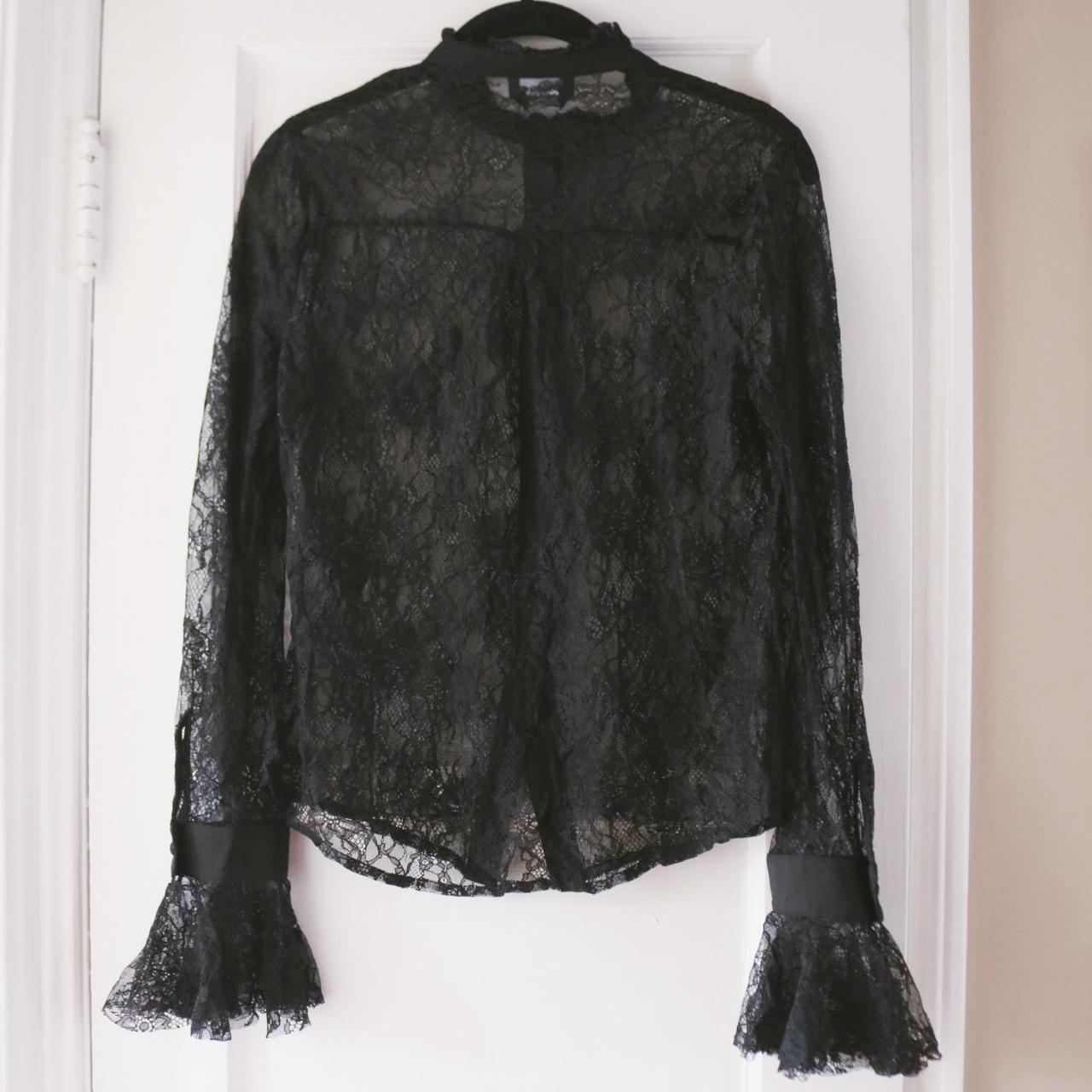 Bebe sheer lace button up blouse. The perfect gothic... - Depop