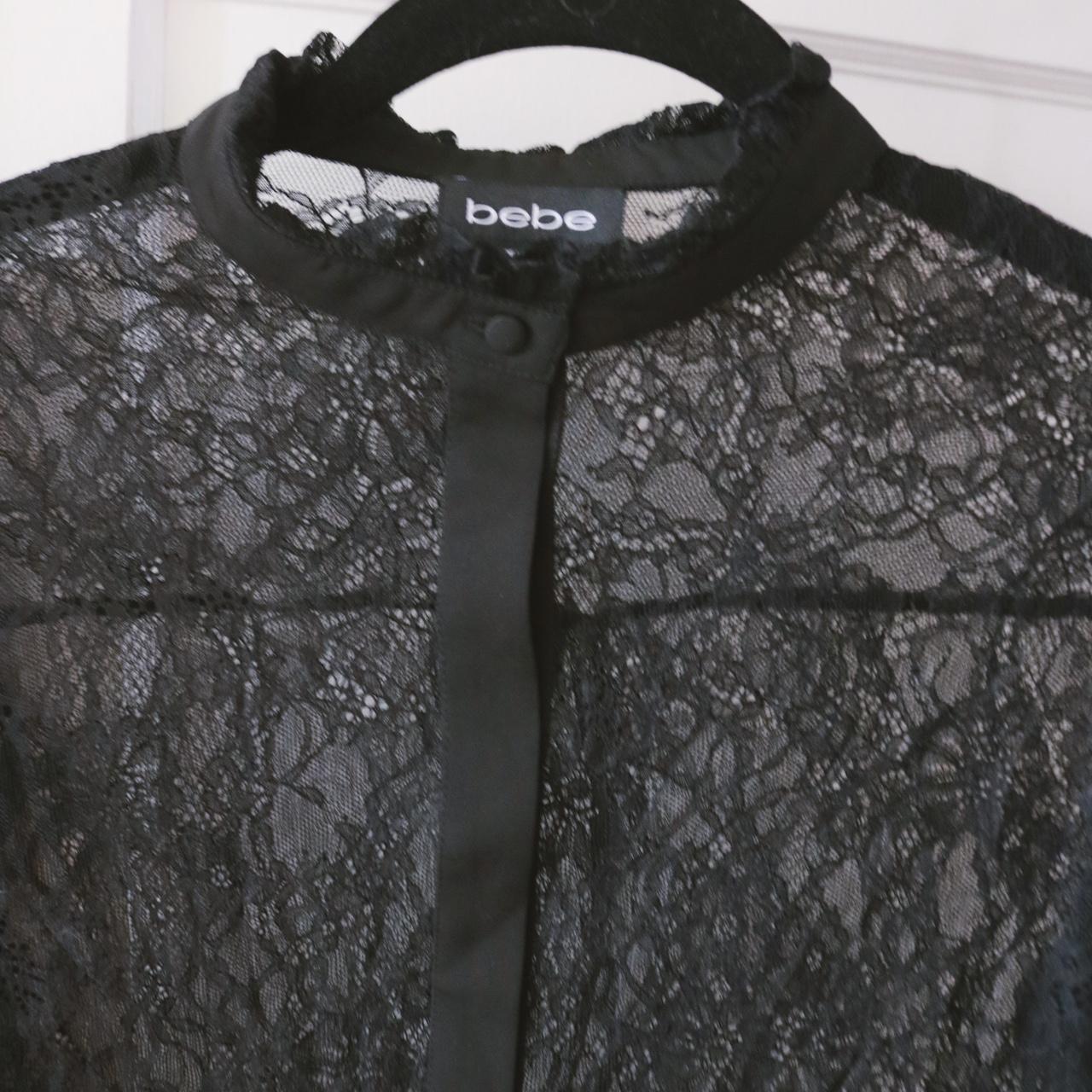 Bebe sheer lace button up blouse. The perfect gothic... - Depop