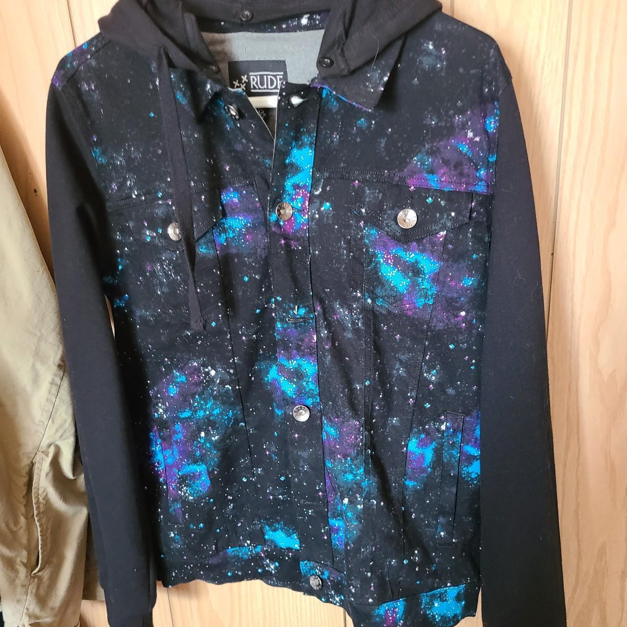 Never worn, galaxy jacket with sweatshirt like... - Depop