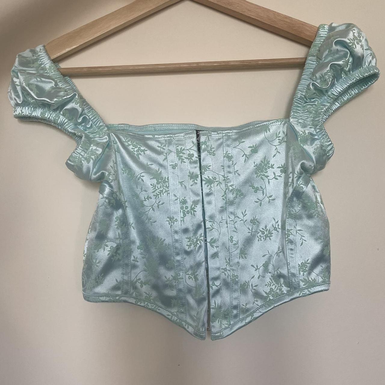 MOTEL ROCKS X OLIVIA NEILL blue floral corset size... - Depop