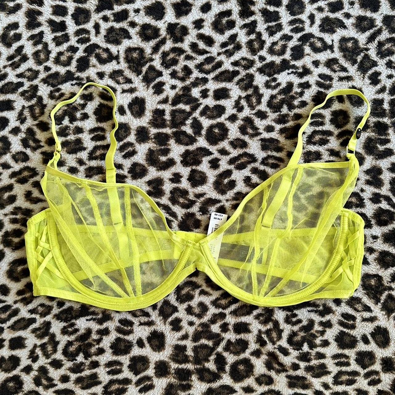 Ann Summers neon mesh underwired bra 💛 - Size 44D... - Depop