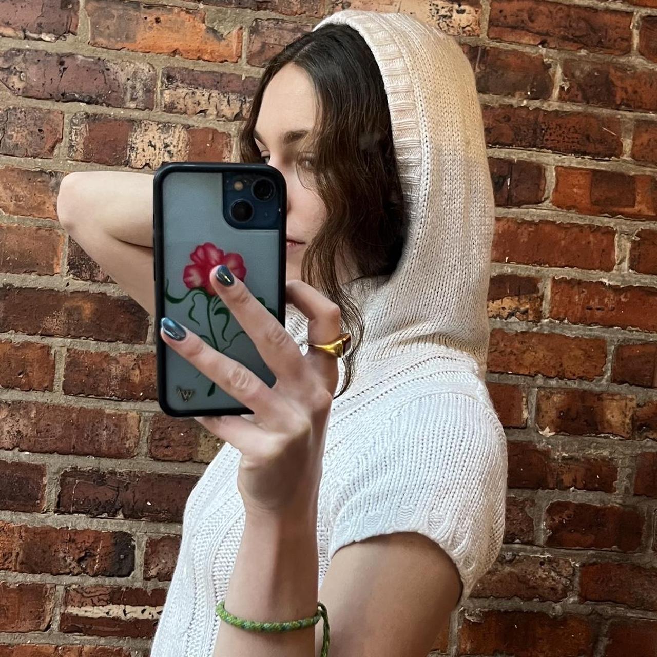 Insane Y2K cable knit mini dress hoodie dress with... | Depop