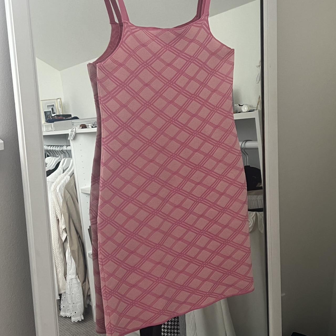 Zara two tone pink Diamond textured fabric dress... - Depop