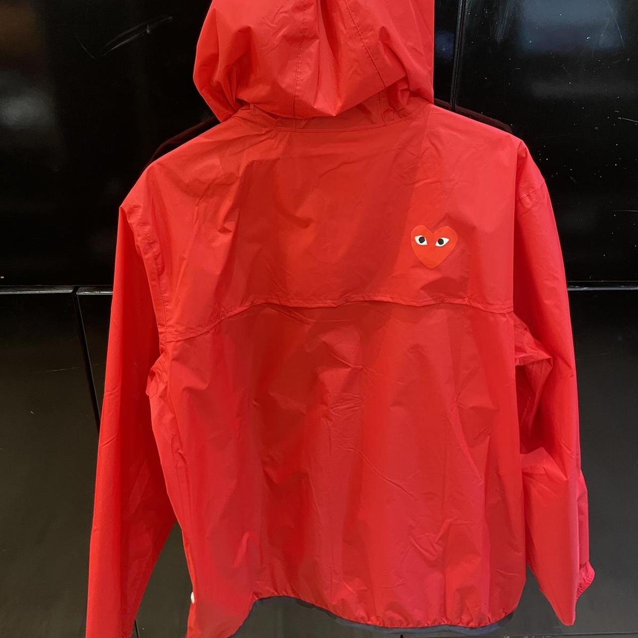 CDG PLAY X K-WAY Nylon Zip Jacket Red XL... - Depop
