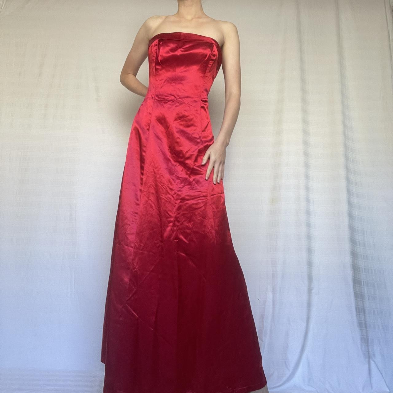 Winter formal dress 🦋 deep cranberry red strap less... - Depop