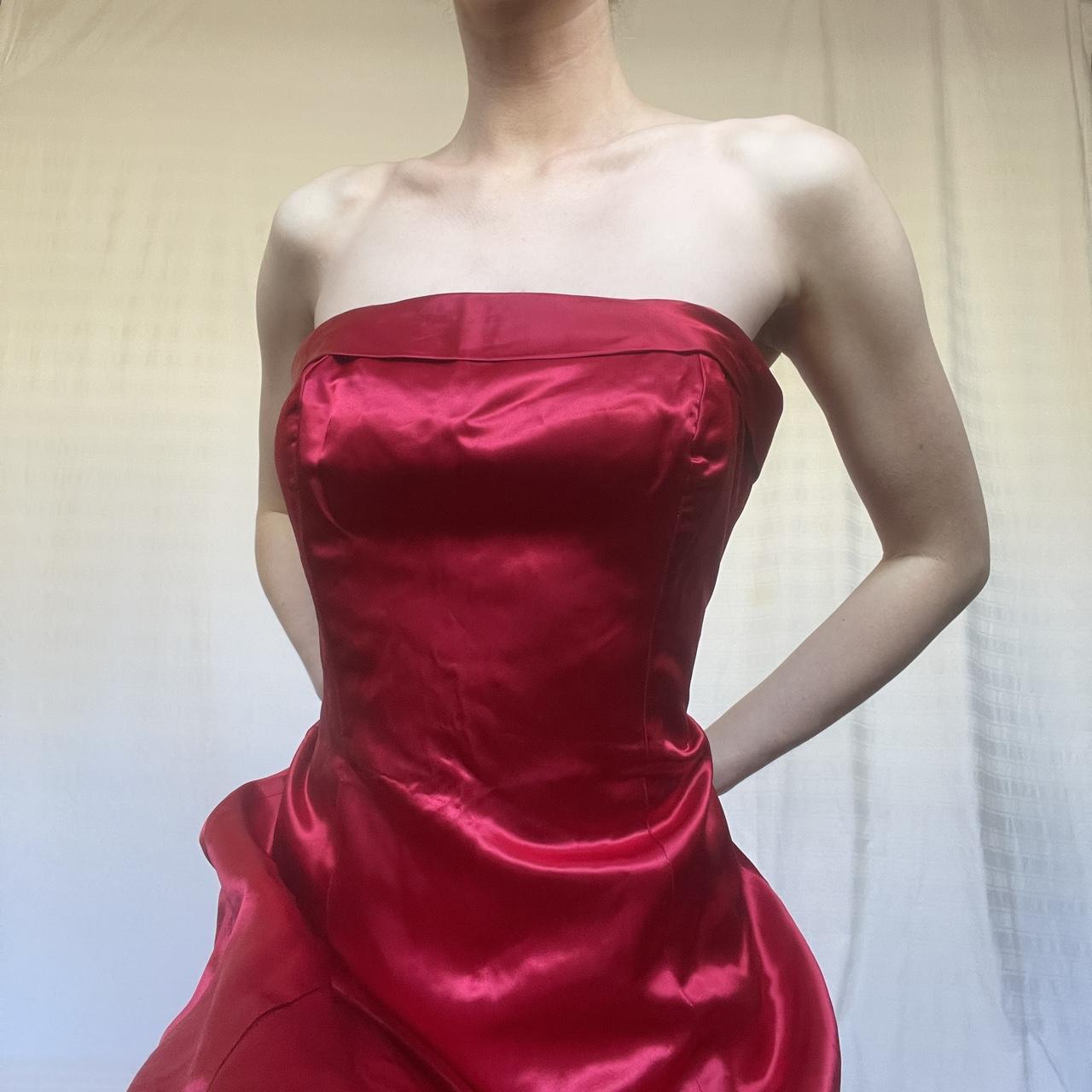 Winter formal dress 🦋 deep cranberry red strap less... - Depop