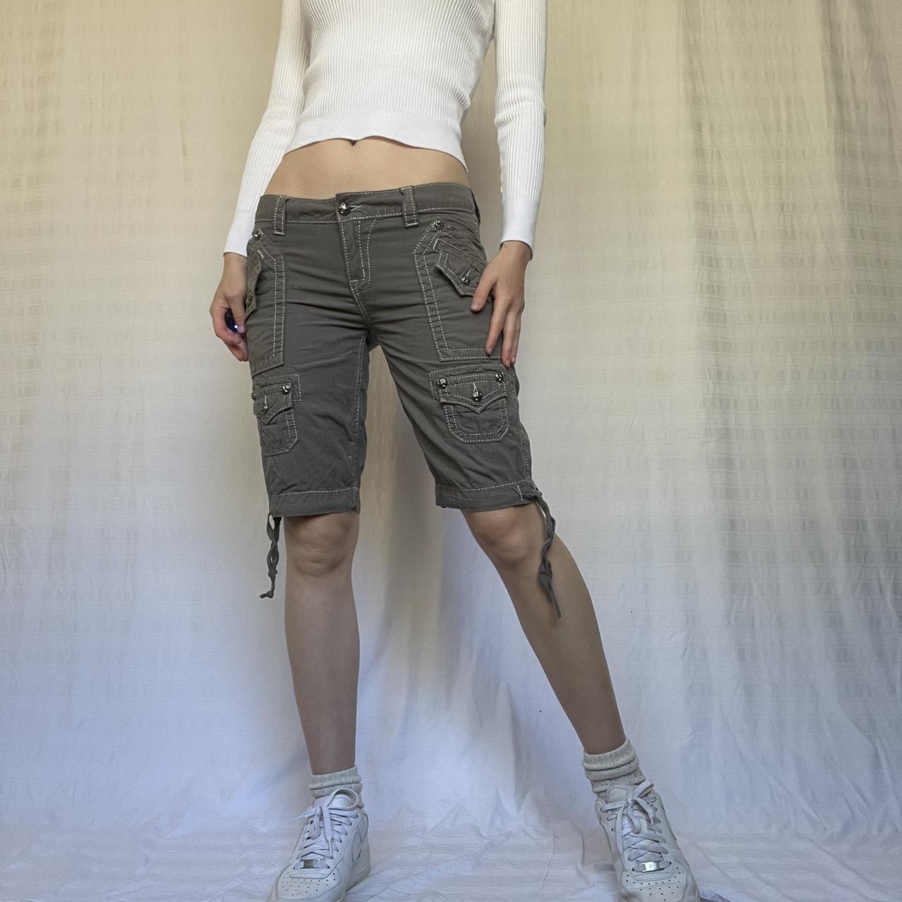 Y2k lowrise cargo shorts 🦋 miss me lowrise cargo... - Depop