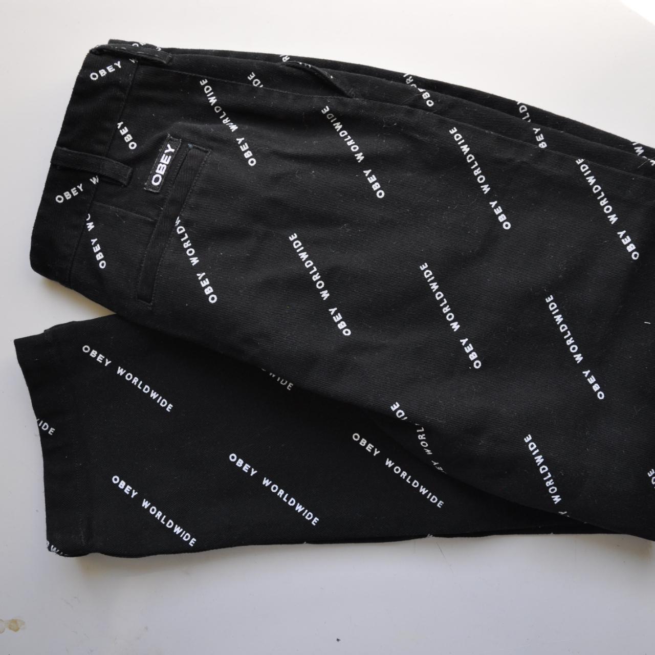 Obey Worldwide straight leg trousers. Features OBEY... - Depop