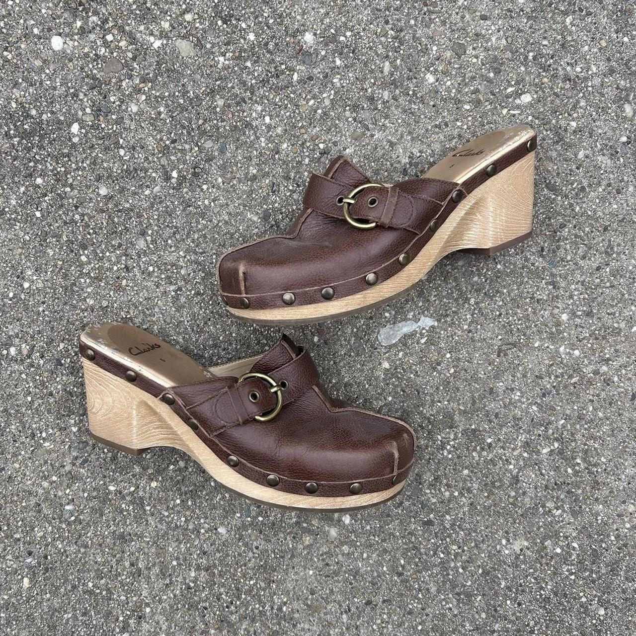 Brown vintage clogs. Size 5. - Depop