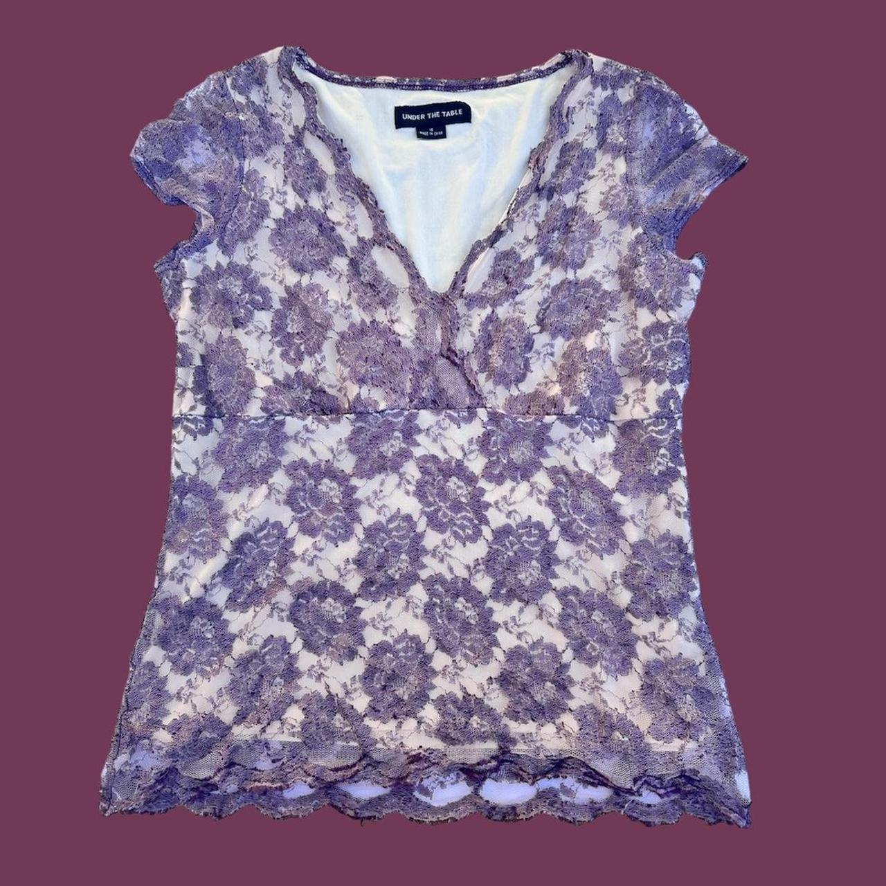 Vintage 2000s lace top Size 12-14 Purple lace with... - Depop