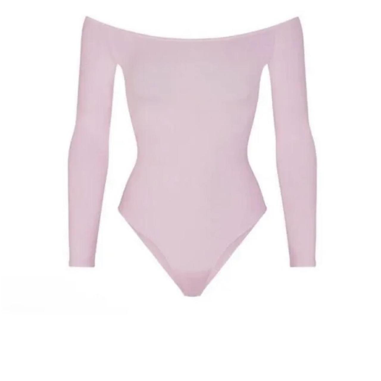 Skims pink Essential off the shoulder bodysuit Size... - Depop