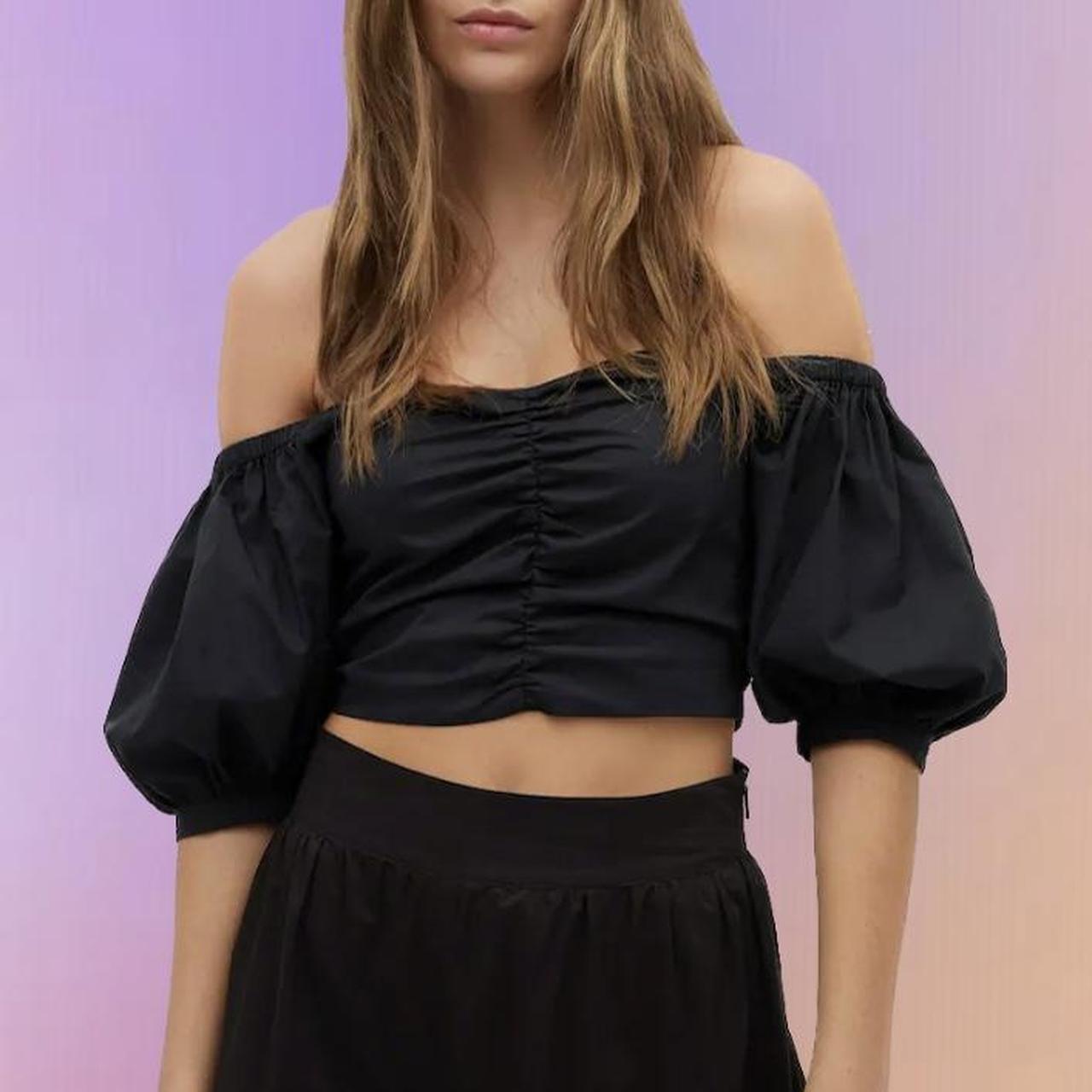Mango Womens Black Crop Top Depop