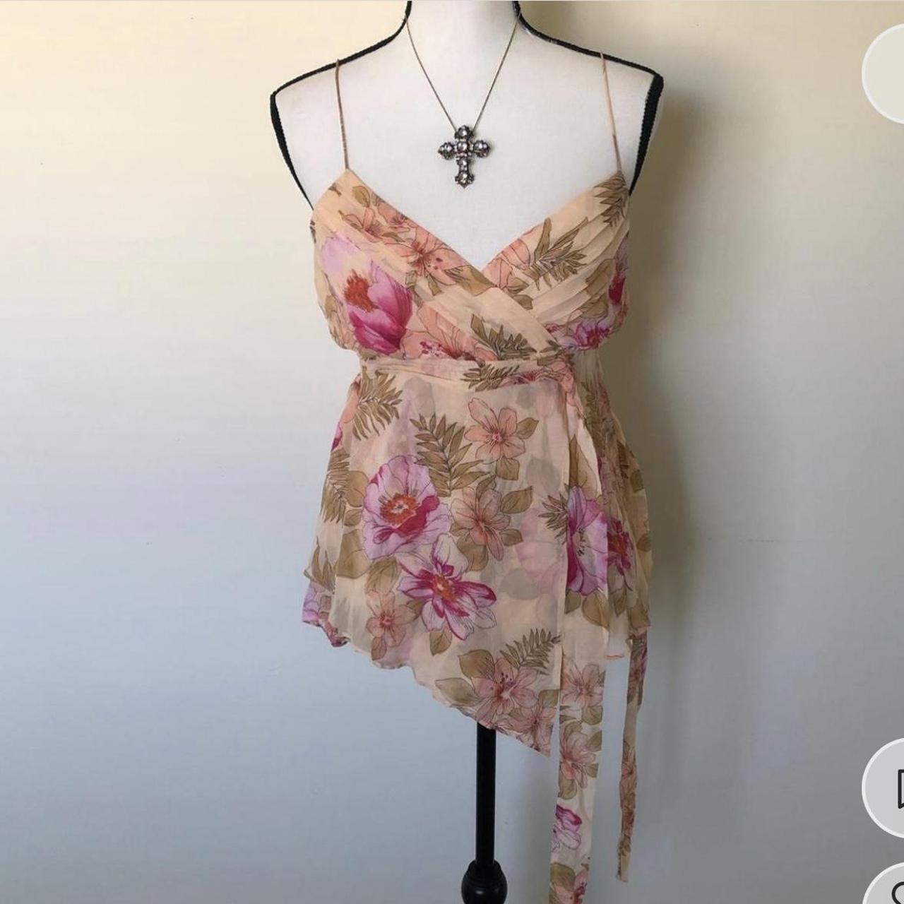 Repop Vintage Y2k Silk Assymetrical Top With Waist Depop