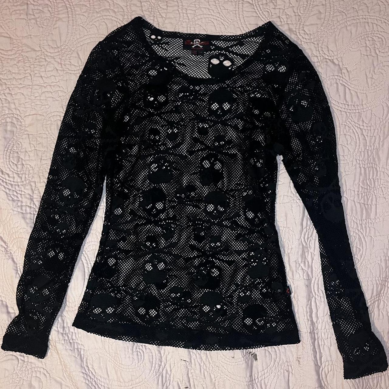 royal bones by Tripp NYC skull fishnet top 🦇~ super... - Depop