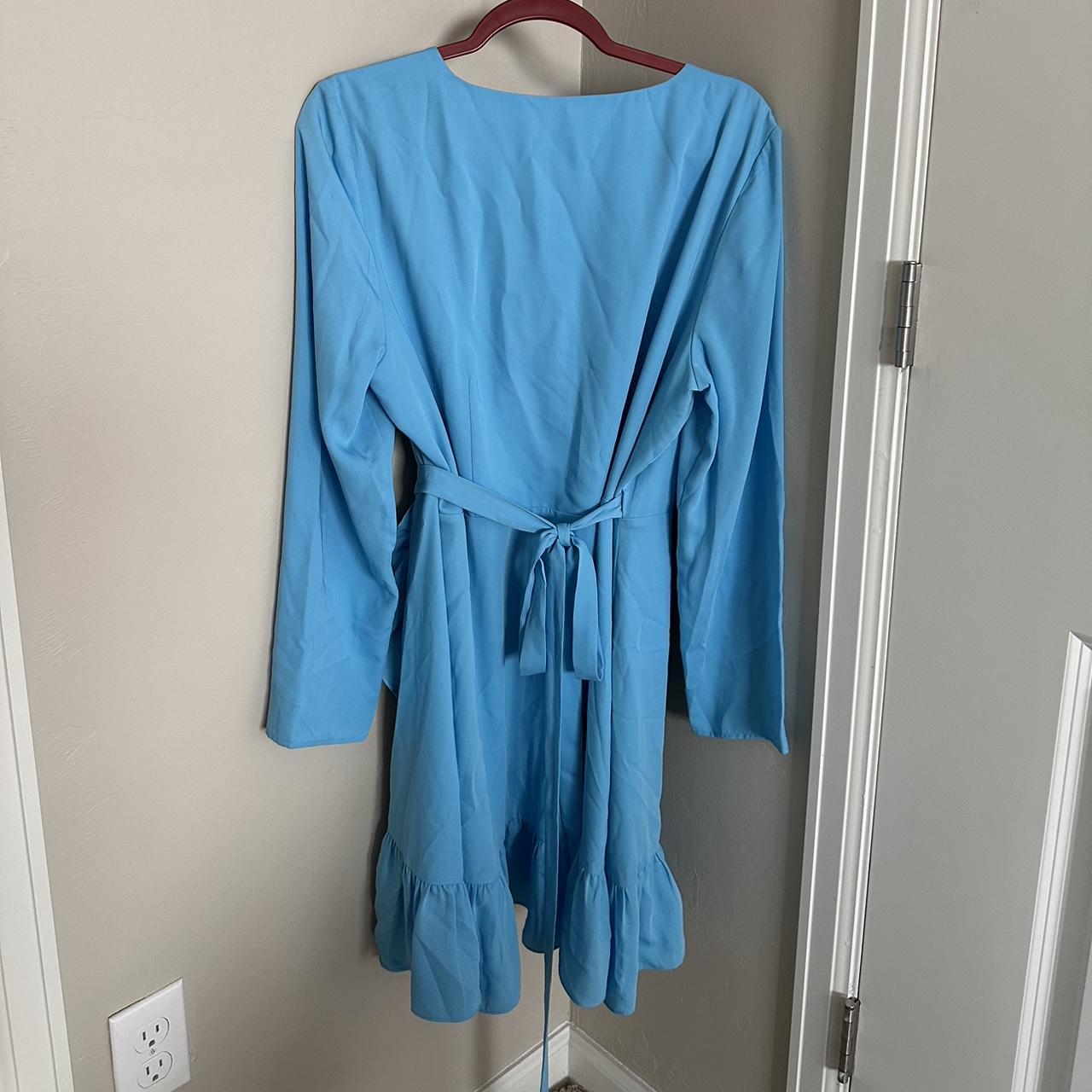 Gianni Bini Georgina Ruffle Wrap Dress in Sky... - Depop