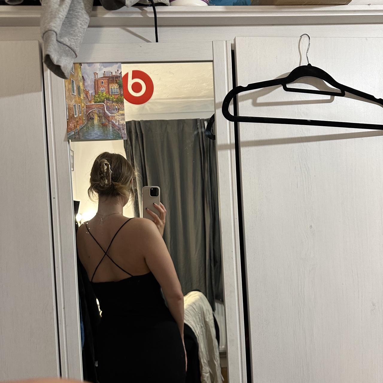 Black Monki mesh cowl neck dress size M. Fits fine... - Depop