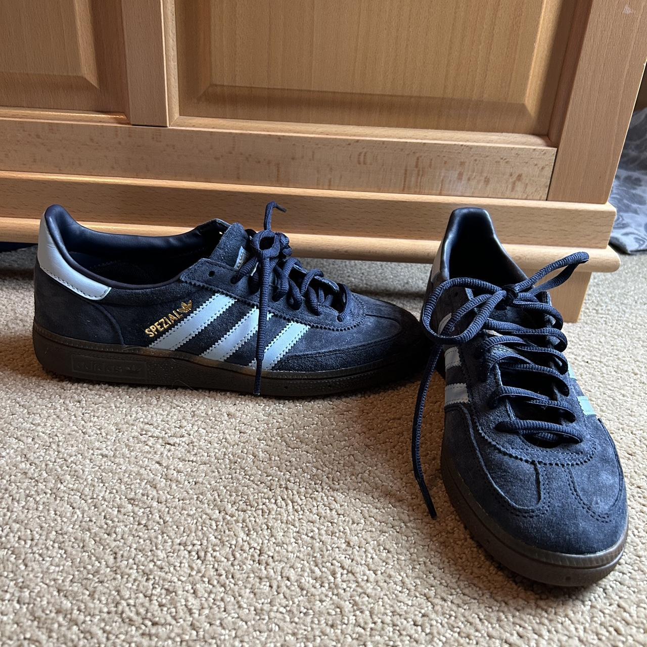 Adidas blue spezial. Like new, worn once. Size 8... - Depop