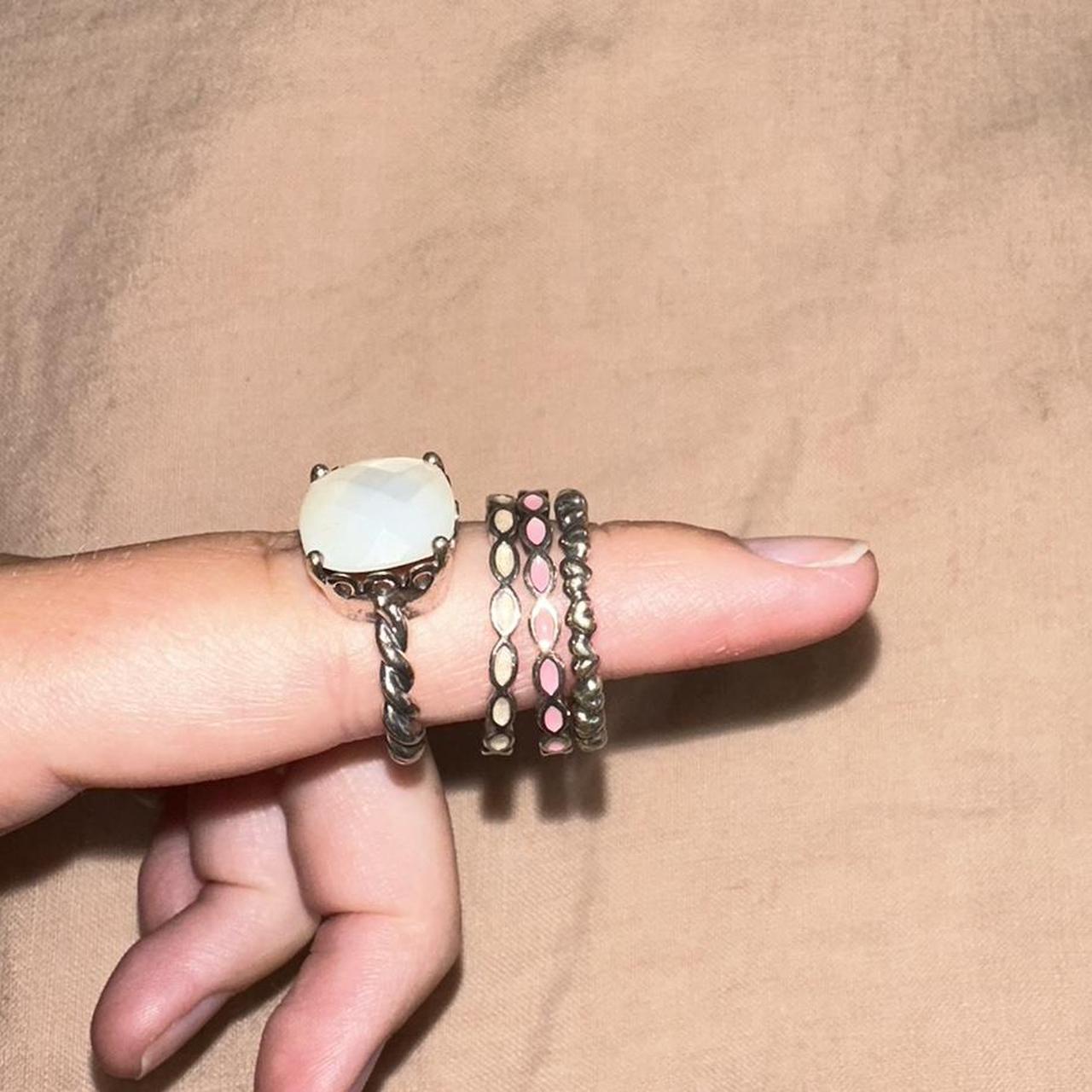 Pandora Rings Sterling Silver mother of pearl 52... - Depop