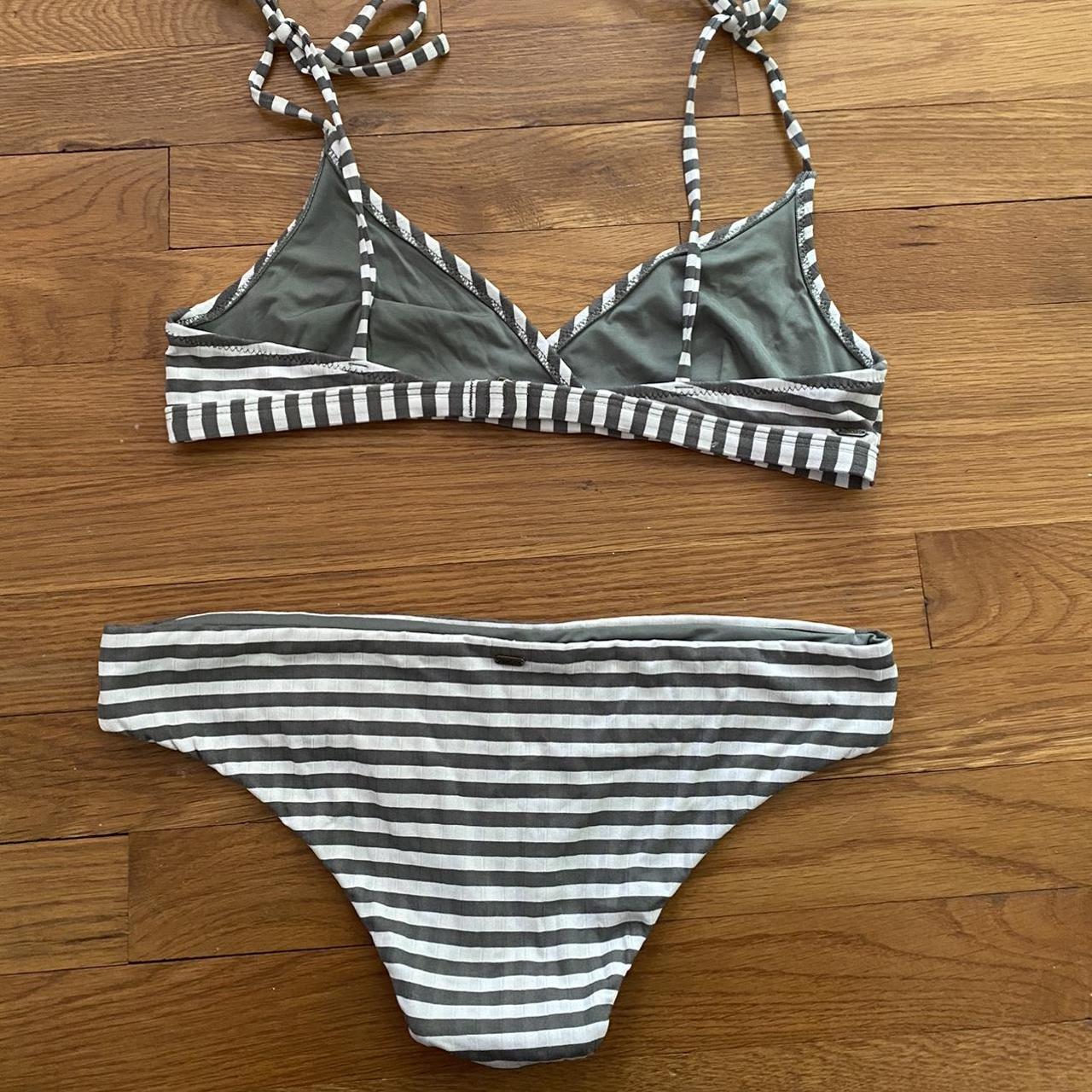 striped rip curl bikini straps are adjustable,... - Depop