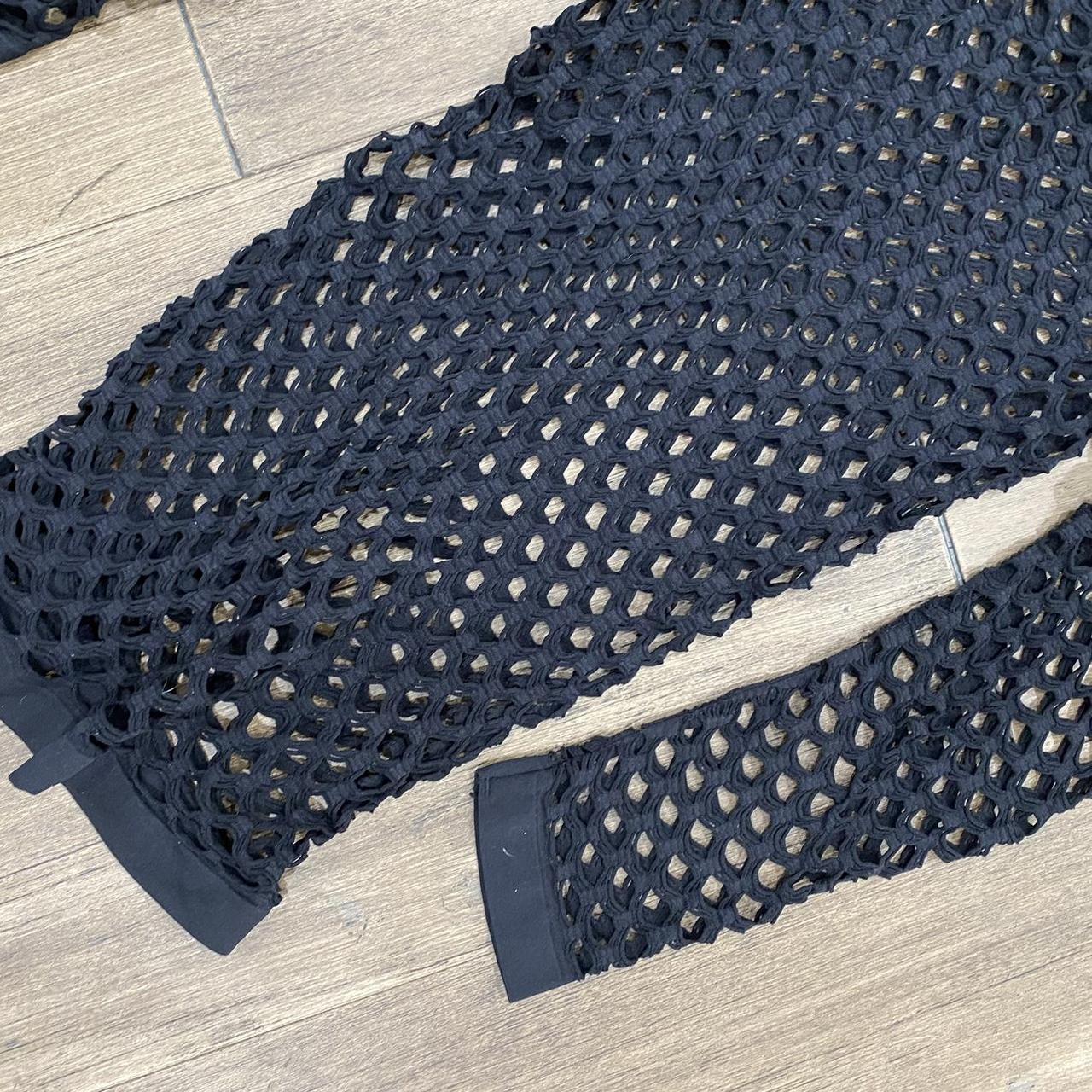 sexy black fishnet off the shoulder long sleeve top... - Depop