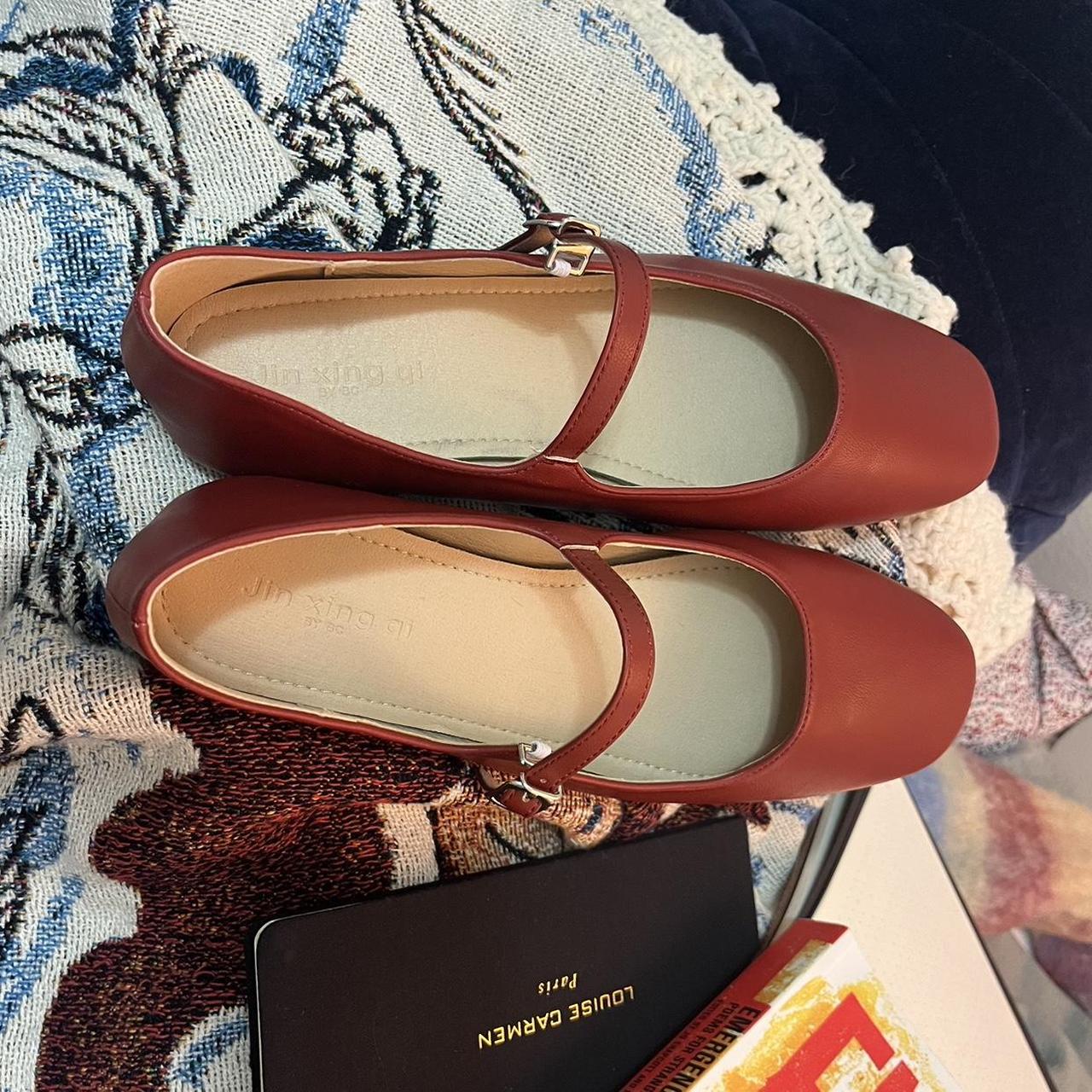 red eco leather ballet flats from the brand RaBoesy... - Depop