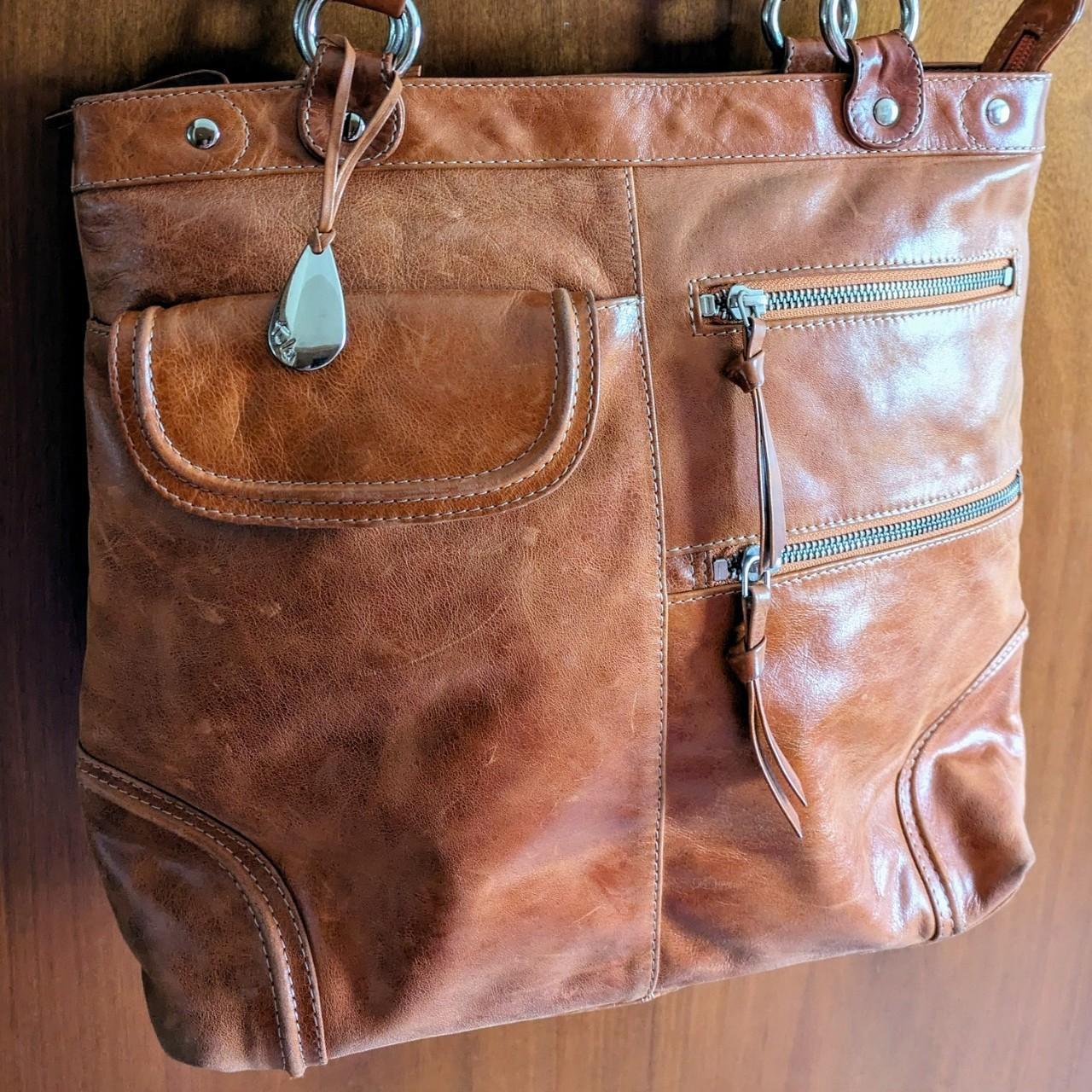 Tan leather Tula zipped shoulder bag with three... - Depop