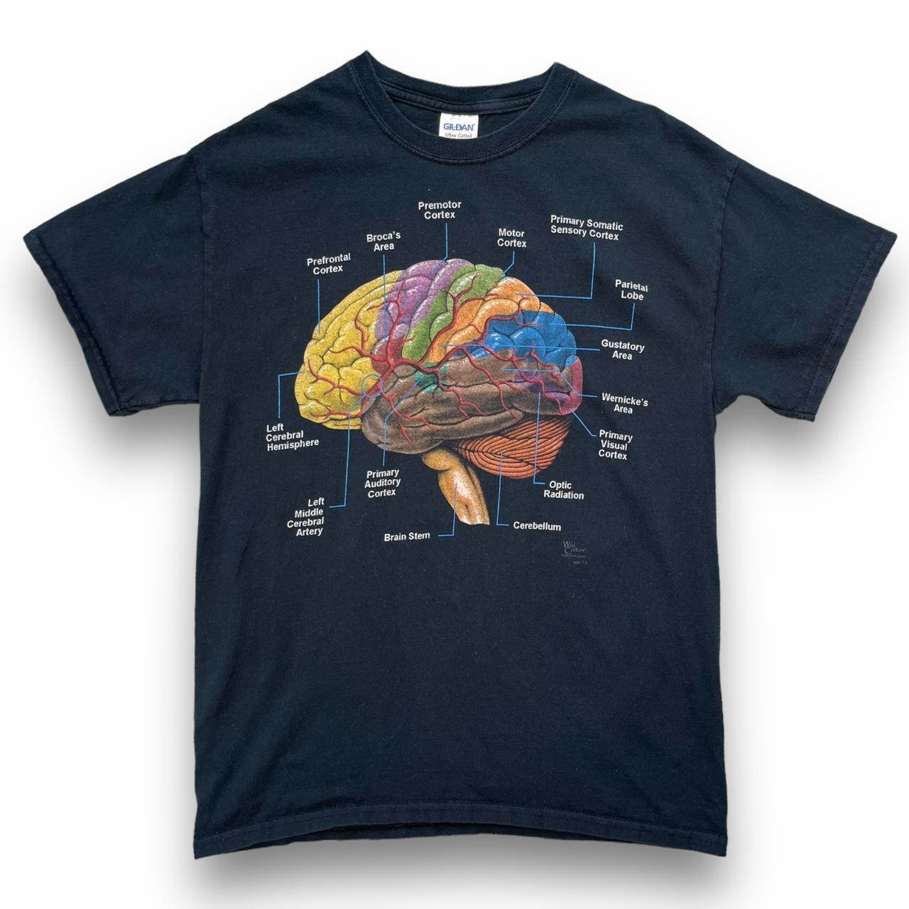 Vintage Brain Diagram Graphic T-Shirt Black with... - Depop