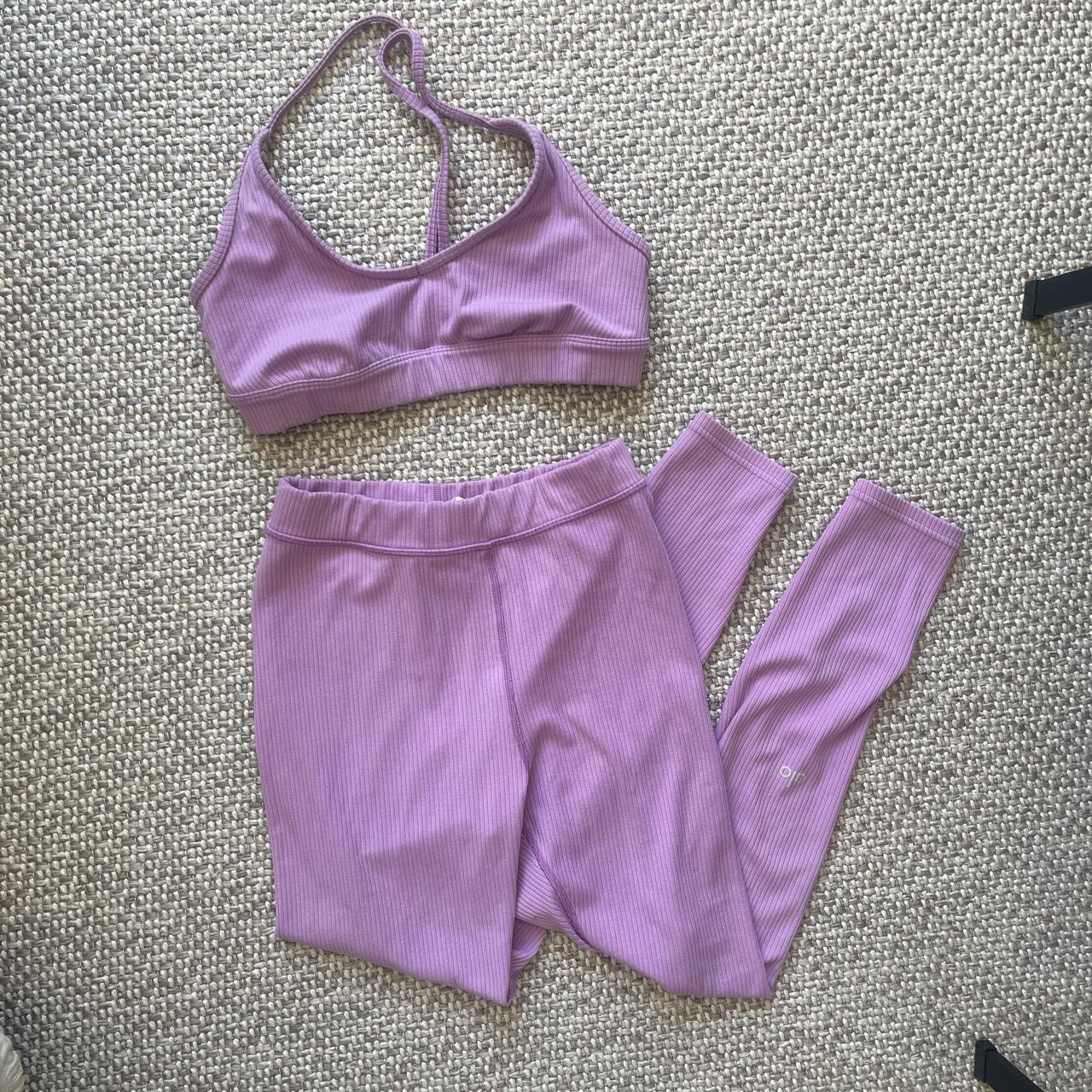 Alo Yoga ribbed legging set. Pants are size xs and... - Depop