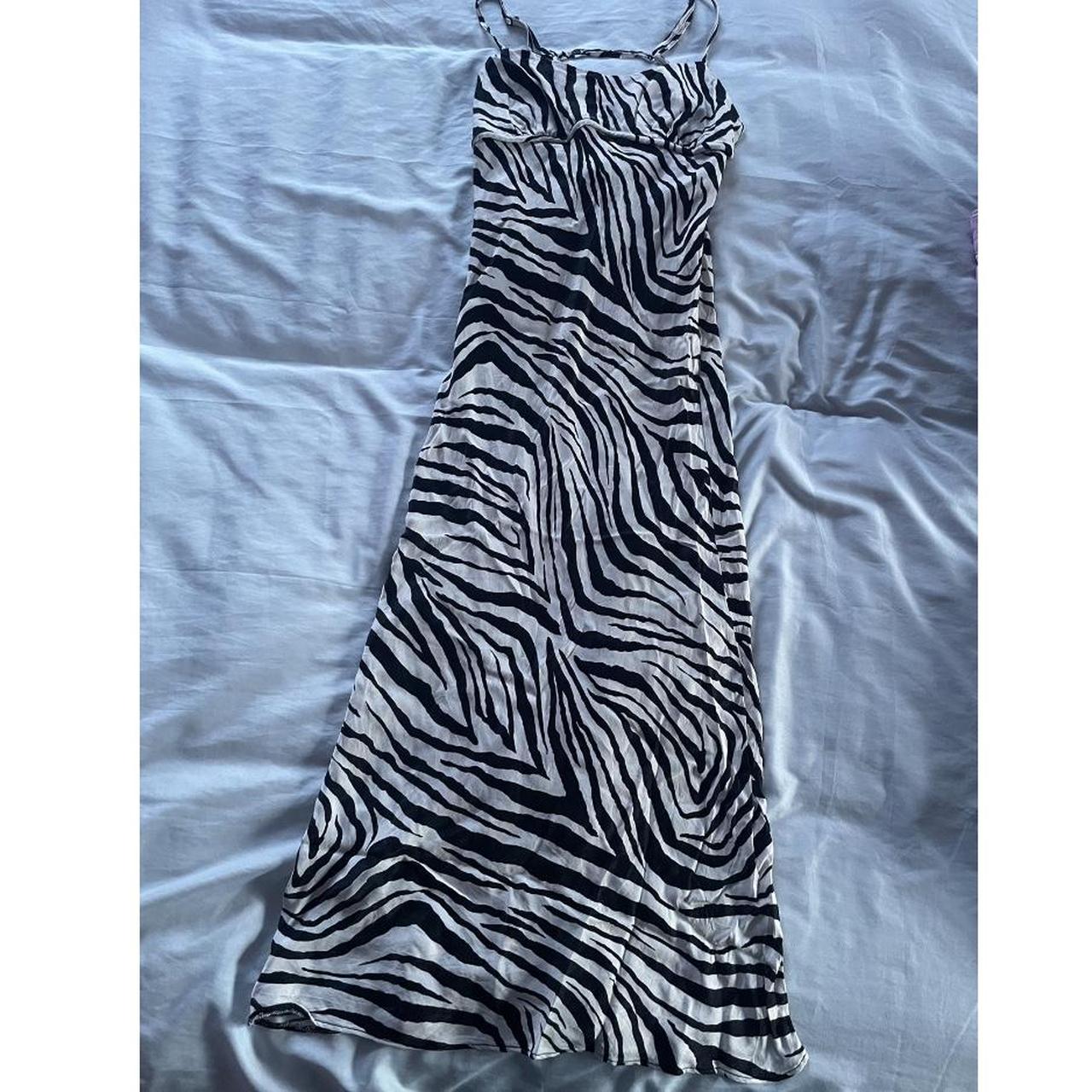 Primark satin zebra maxi dress Size 10 In perfect... - Depop