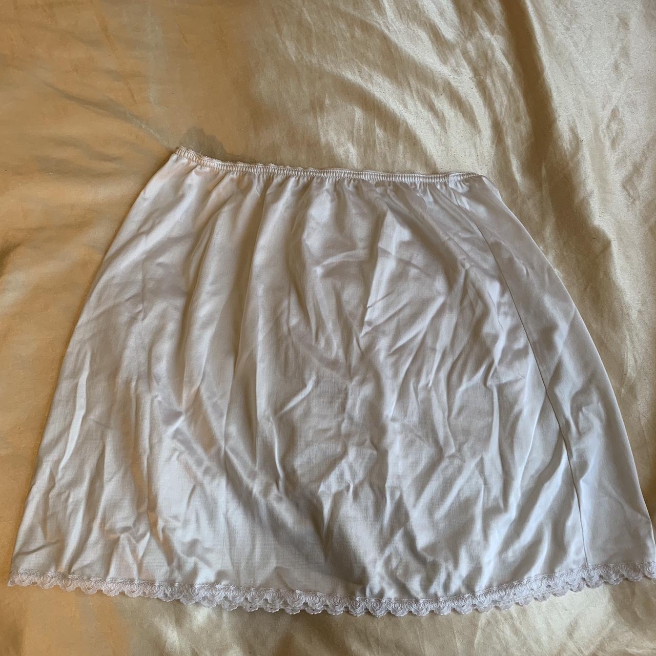white mini slip skirt ! super cute and sheer. fits a... - Depop