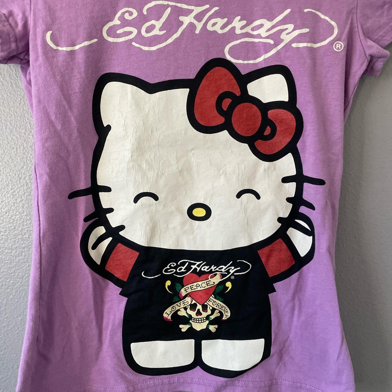 ed hardy hello kitty 40th shivers tee size small... - Depop