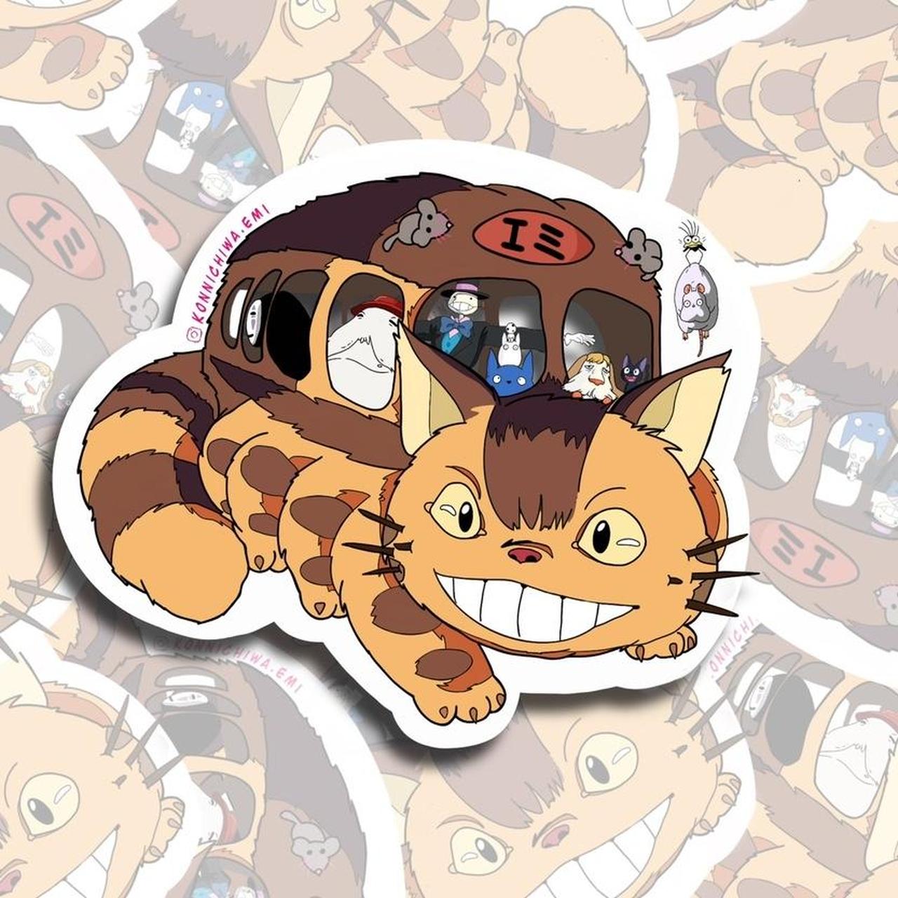 cat bus + studio ghibli characters sticker - Depop