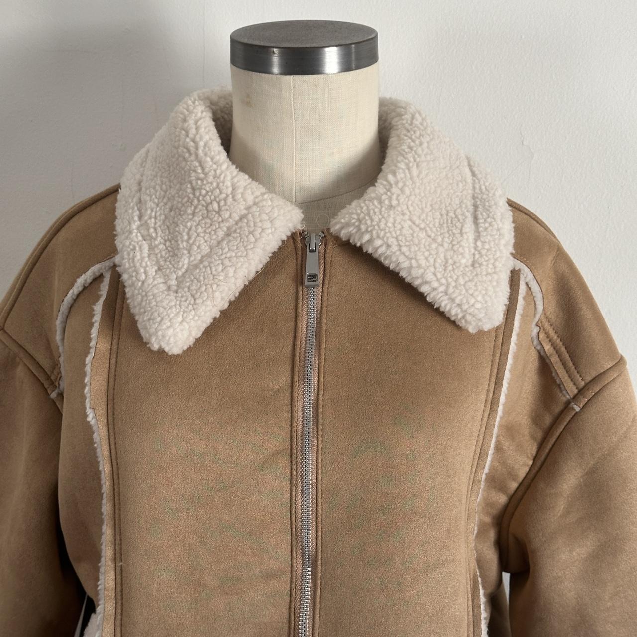 Time & Tru faux fur trim suede style jacket - size L... | Depop