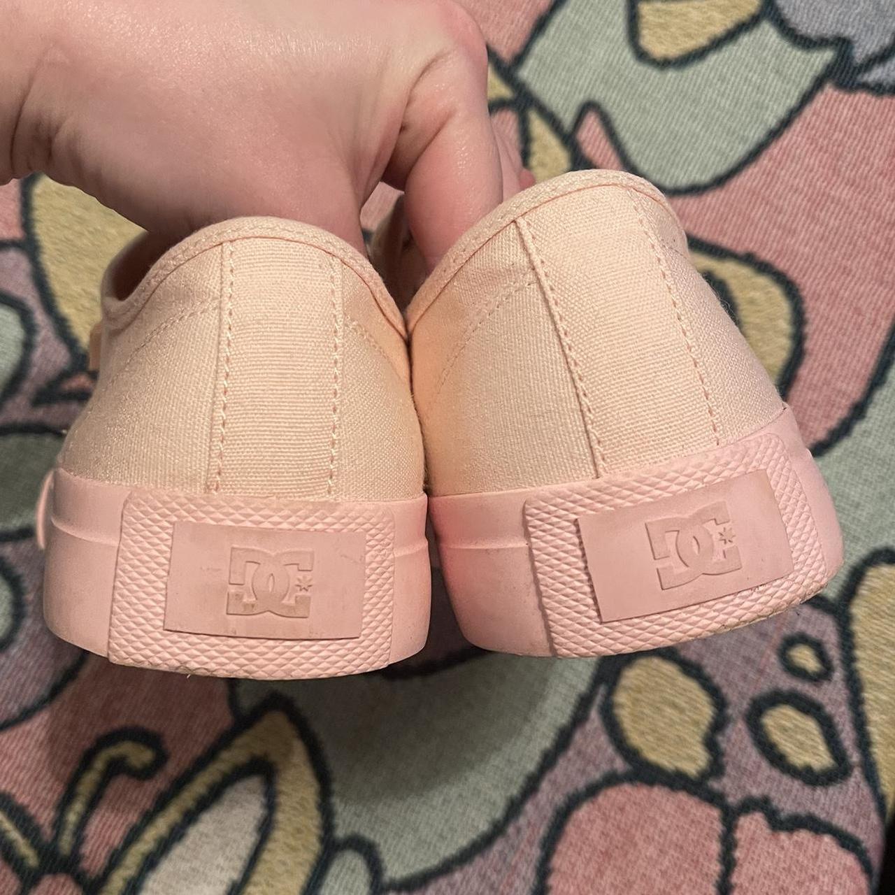 DC bubblegum pink velcro canvas shoes gently used,... - Depop