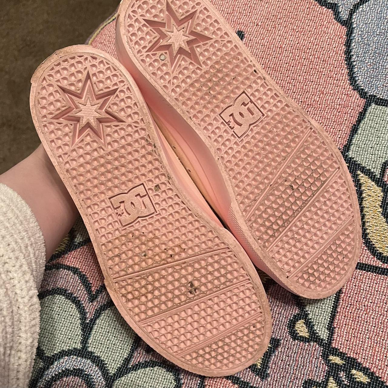 DC bubblegum pink velcro canvas shoes gently used,... - Depop