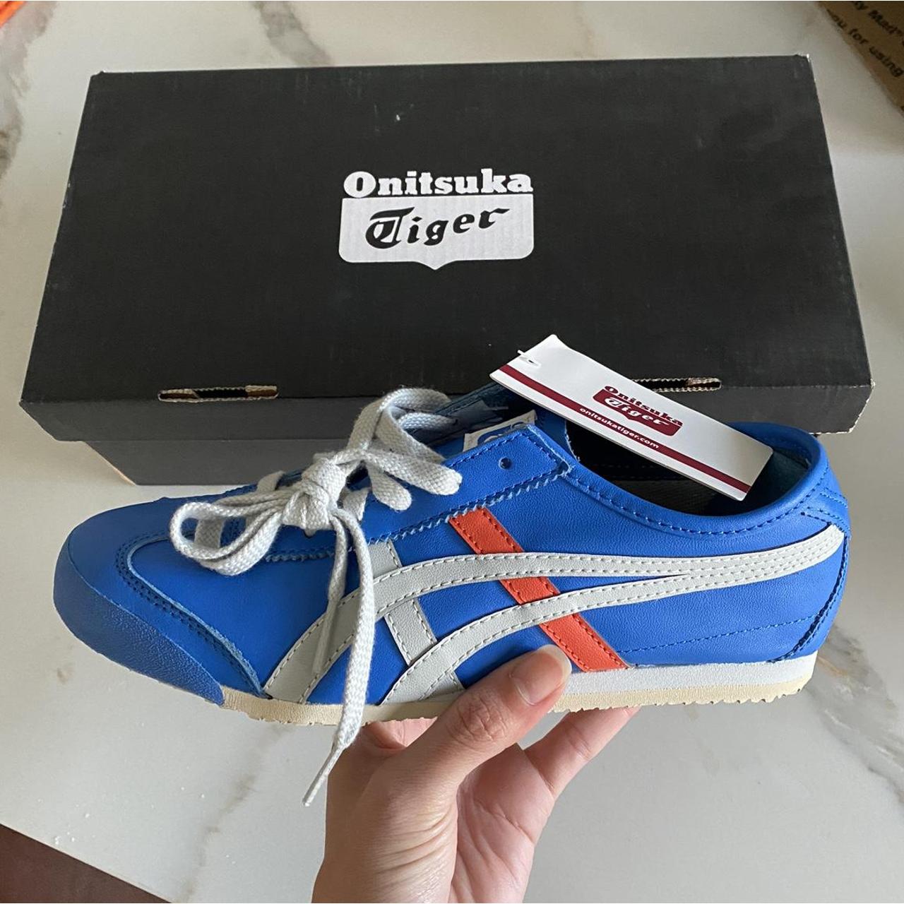 Onitsuka Tiger Men's Blue and White Trainers | Depop