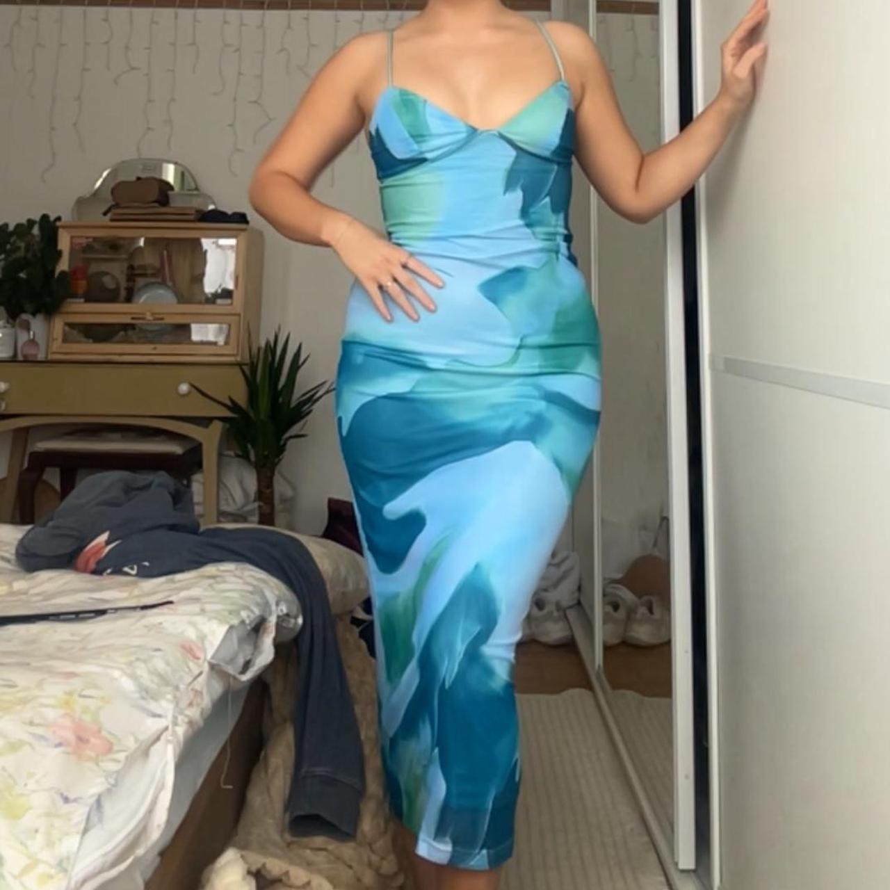 Beautiful Hello Molly blue maxi dress with cross... | Depop