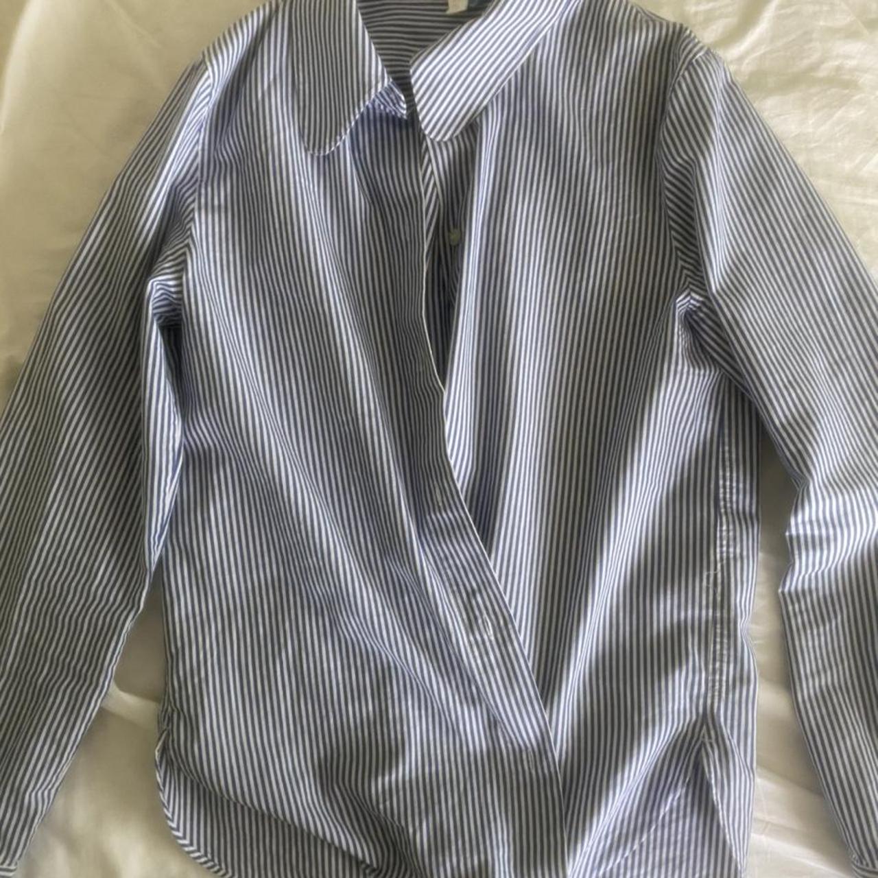 COS Blue Striped Button Down Comfortable button... - Depop
