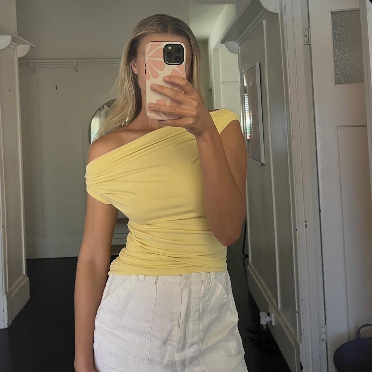 Yellow off shoulder top Size small Such a pretty... | Depop