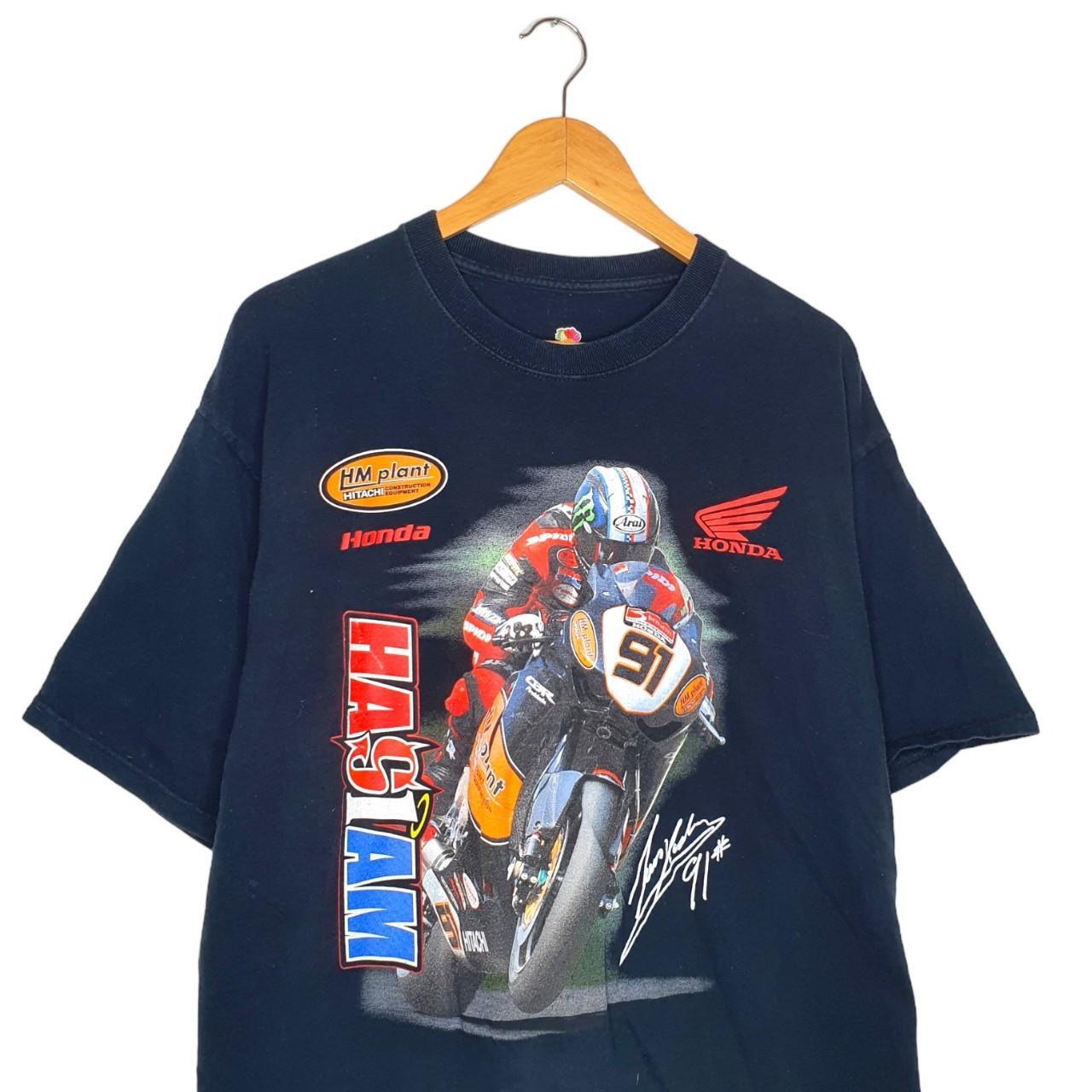 Vintage Ron Haslam Honda Racing T-shirt size XL -... - Depop