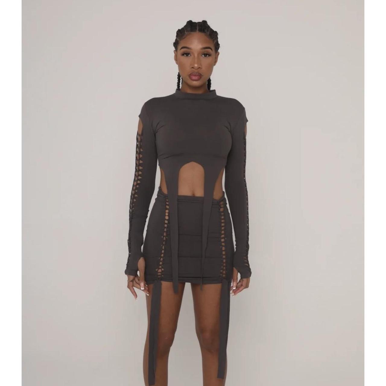 BLU REIGN charcoal braid two piece Size small... - Depop