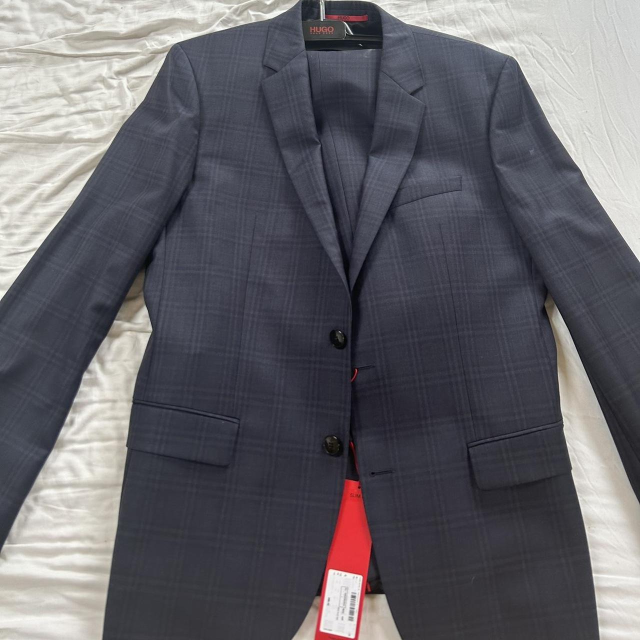 Hugo Boss mens suit Brand New With Tags Navy Check... - Depop