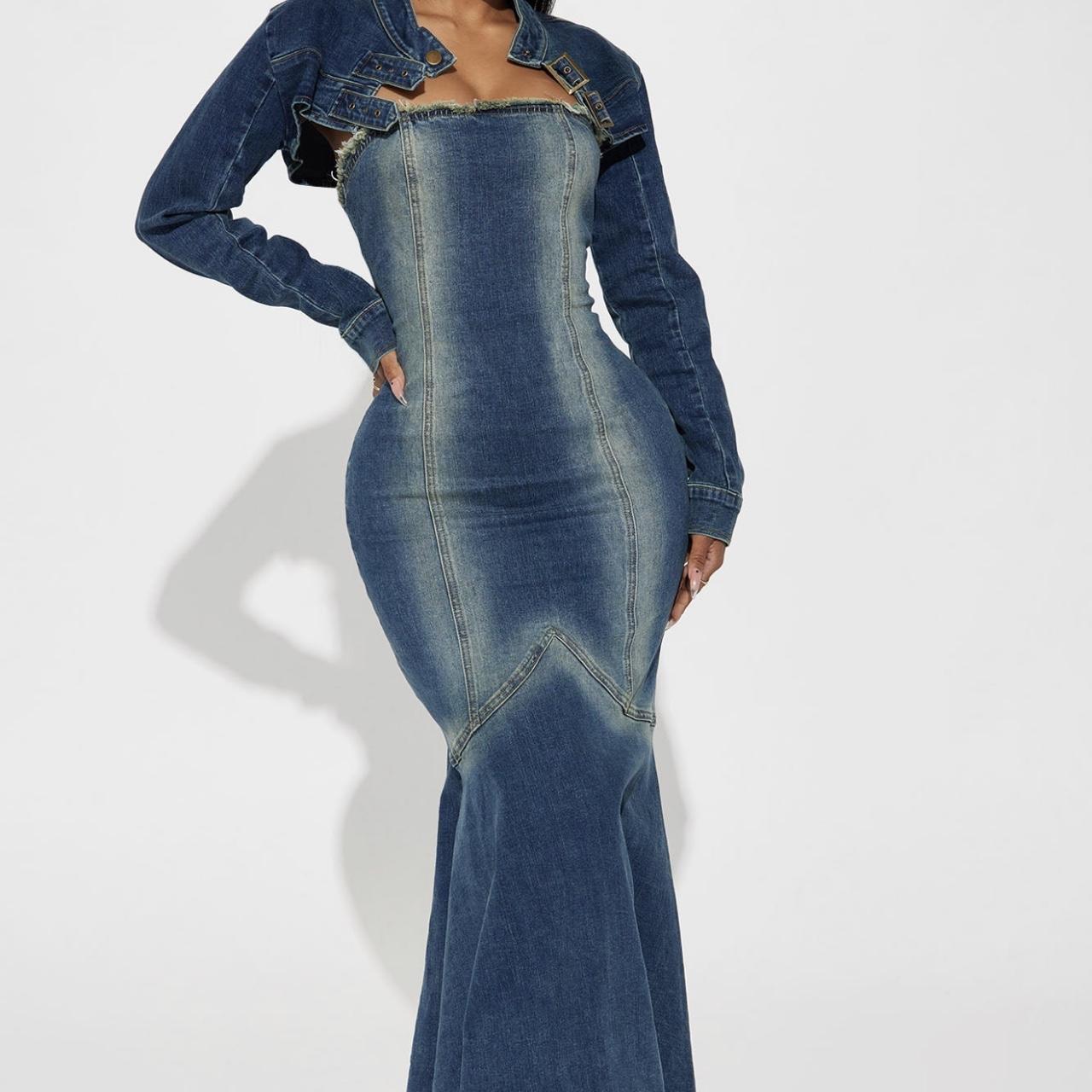 Fashion Nova Denim Dress Set Both pieces will be... | Depop